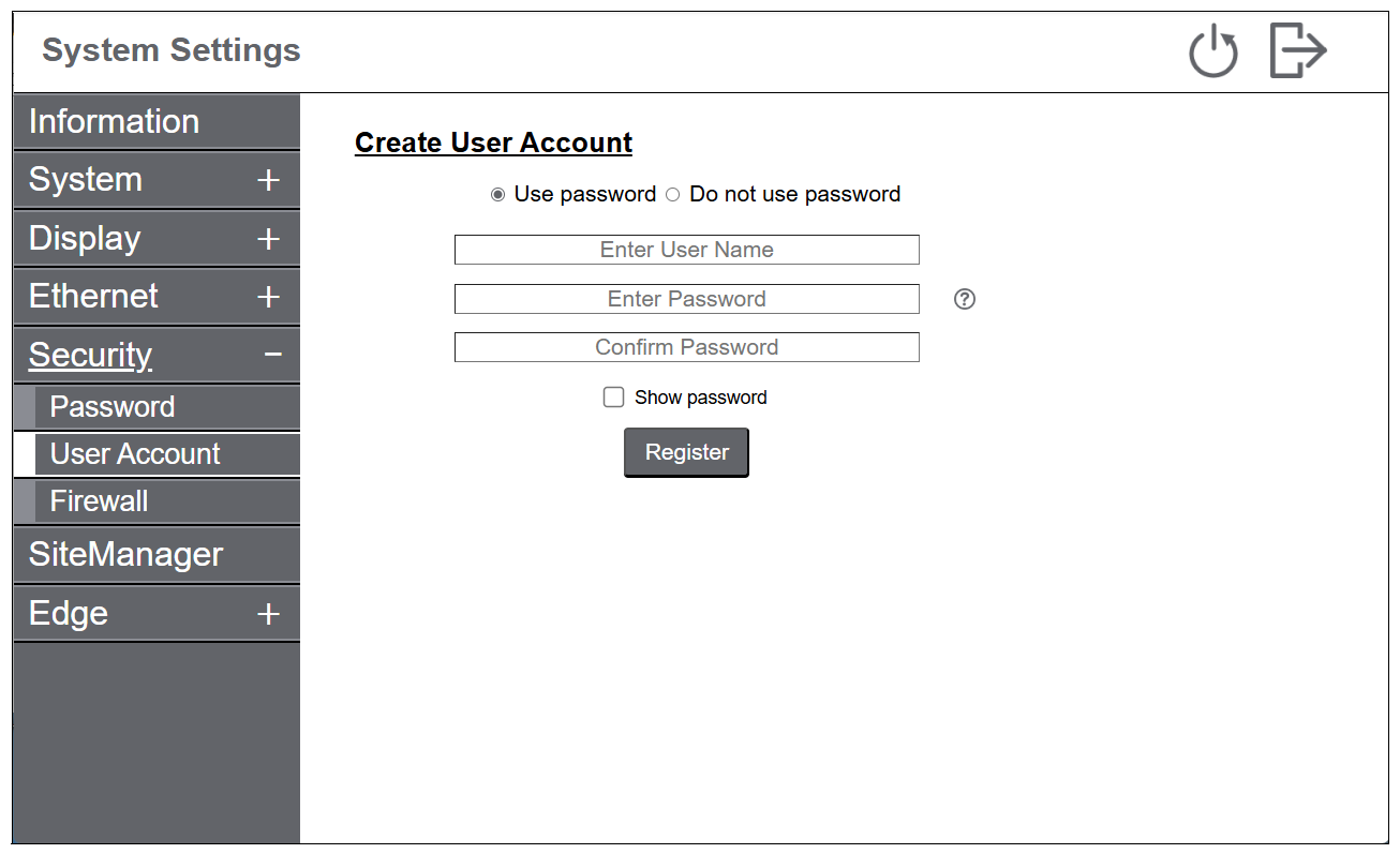 Hinzufügen/Löschen eines Benutzerkontos - GP6000 Series Standard Model